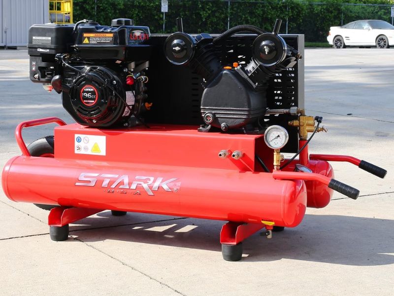 Compresor de aire tipo carretilla tanque doble a gasolina 10 gal y 6.5 ...