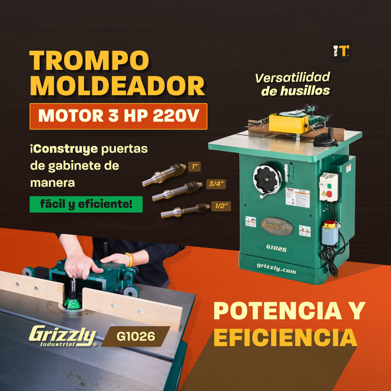 Trompo moldeadora Grizzly G1026 Moldeador Grizzly 3 HP 220V | INFINITOOLS